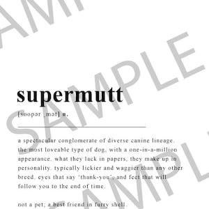 Mutt Wall Art, Pet Adoption, Dog Breed Definition, Puppy Gift, Instant ...