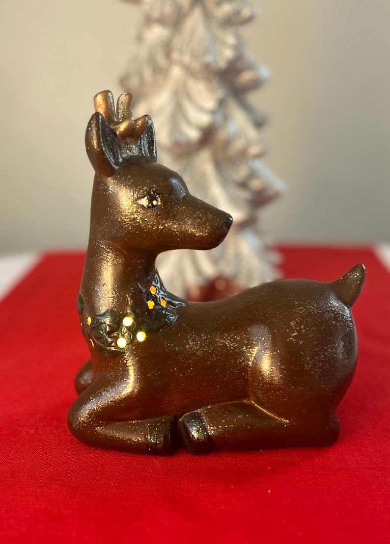 Light up Ceramic Christmas Deer Holiday Deer Hand Painted Deer - Etsy