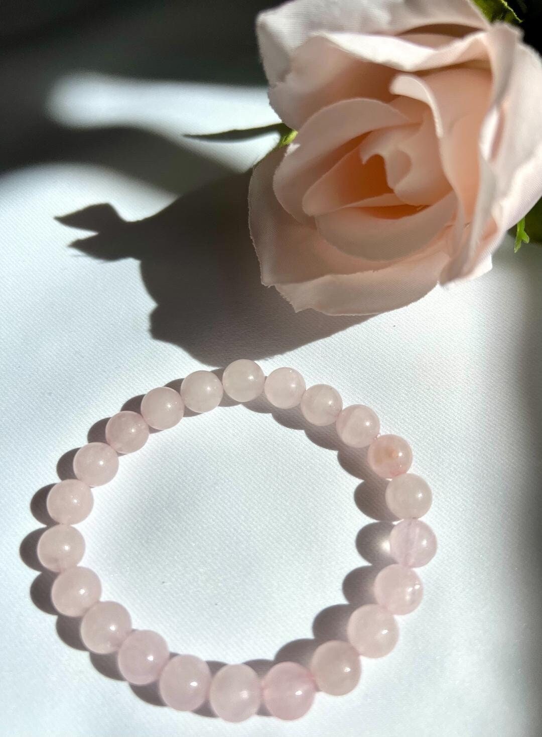 Natural Rose Quartz Bead Bracelet Healing Bracelet Handmade Jewelry - Etsy