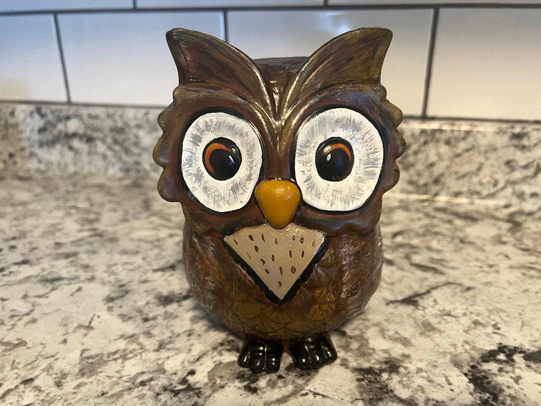 Hand Painted Ceramic Owl Figurine - Etsy