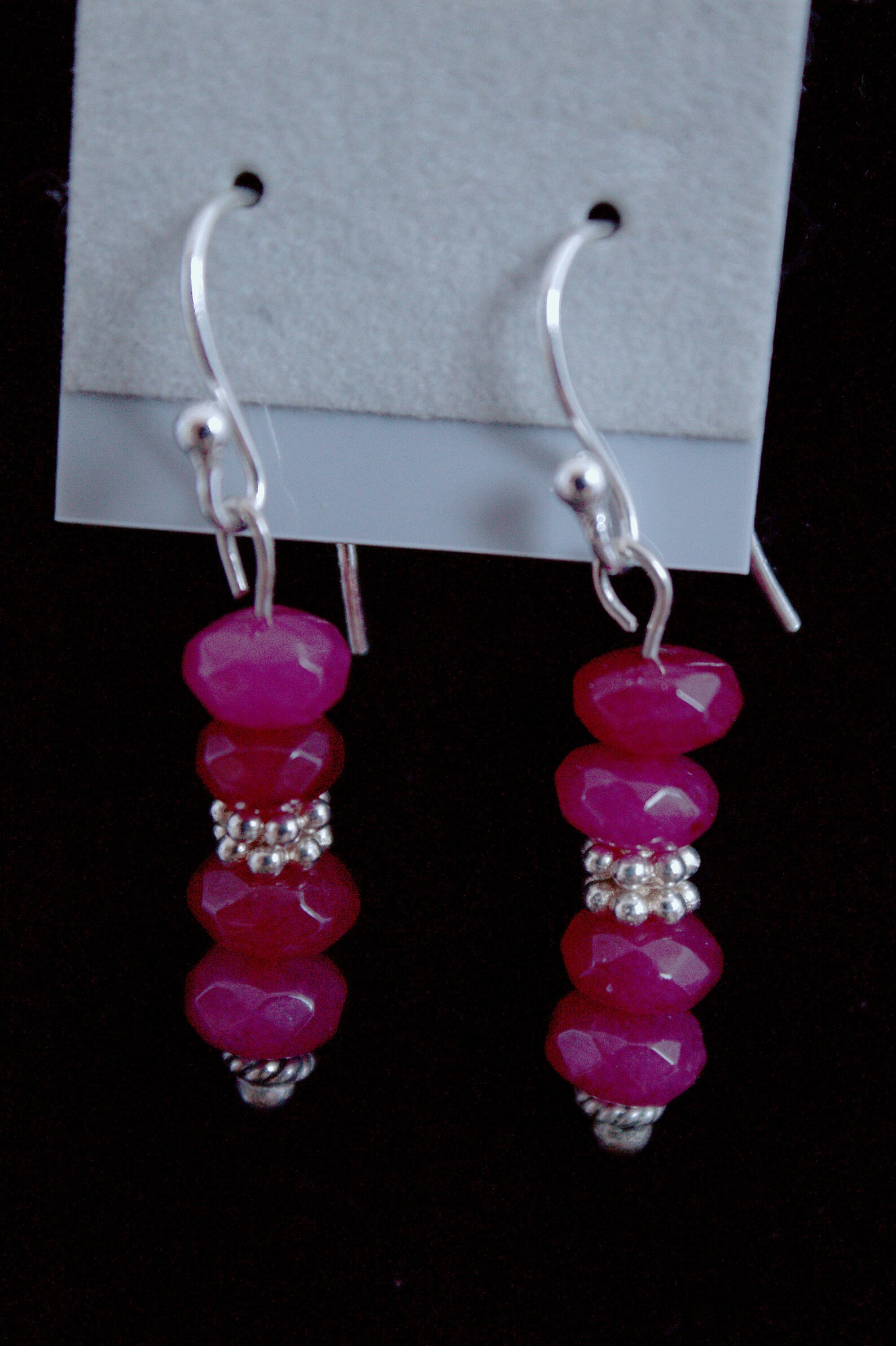Ruby and Silver Dangle Earrings - Etsy