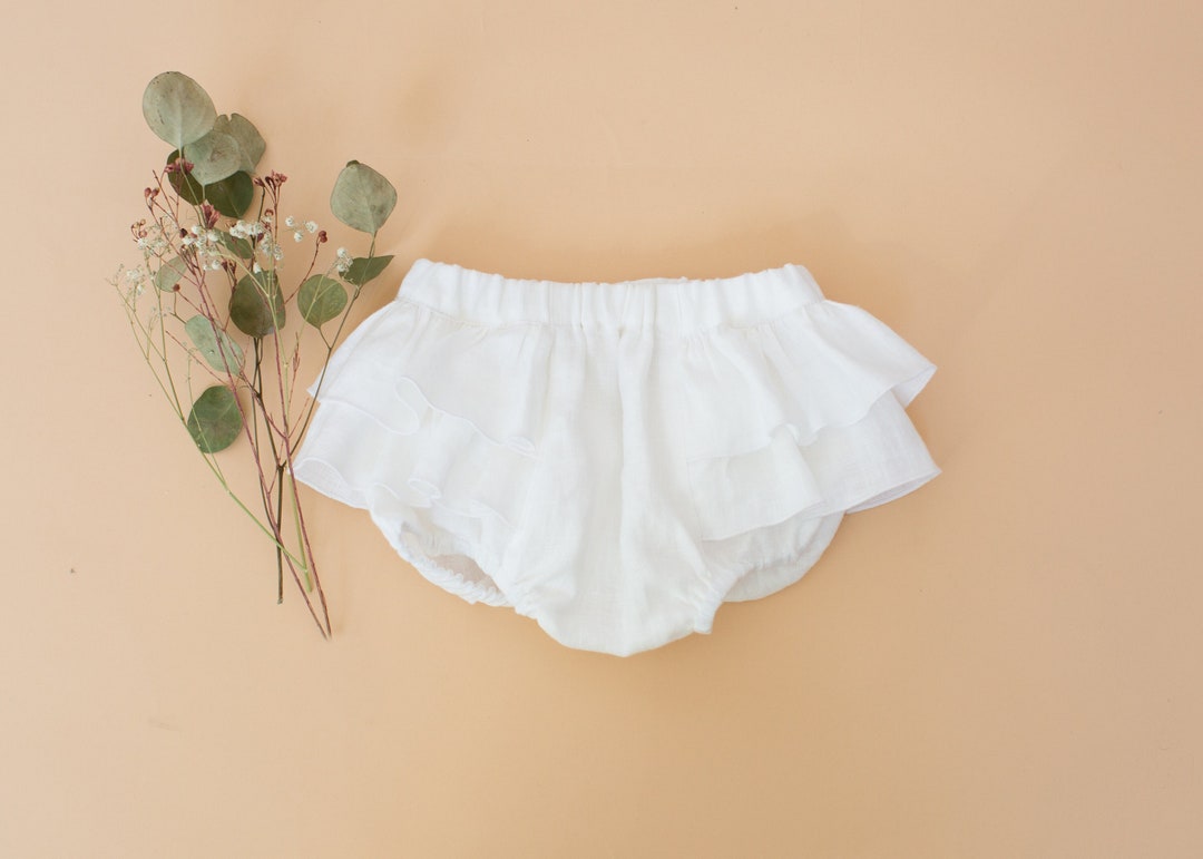 Linen Ruffle Shorts, Linen Bloomers, Natural Bloomers, Girls Bloomers ...