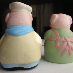 Vintage Ceramic Anthropomorphic Pig Baker Chef Cook and Wife Salt and ...