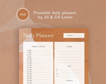 Printable Daily Planner in Boho Neutral Print Template L - Etsy
