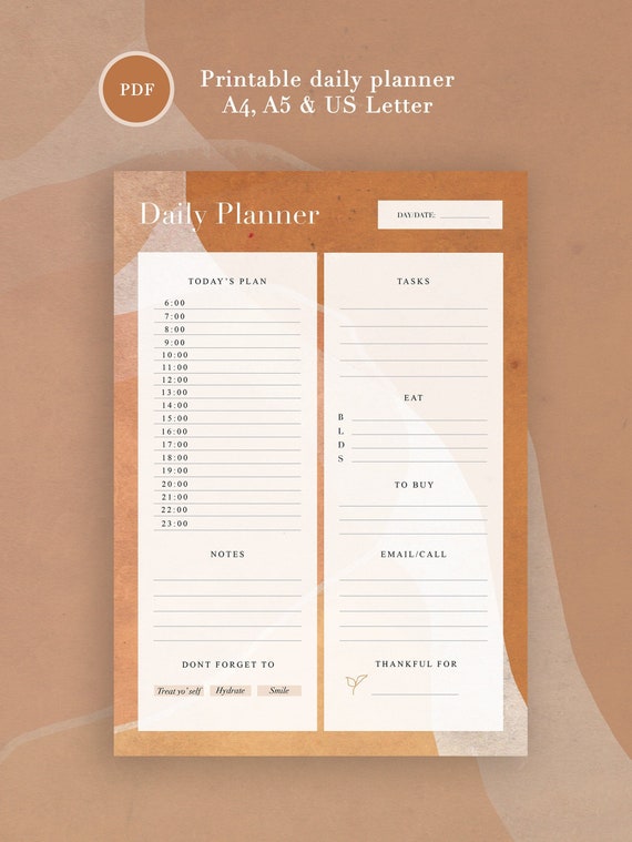 Printable Daily Planner Boho Digital Print | Etsy