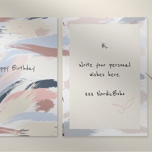 Printable Birthday Card Boho Digital Print Editable Personalised - Etsy