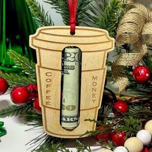 Wooden Coffee Money Holder Ornament, Money Gift Holder, Christmas ...