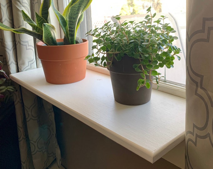 White Window Sill Shelf, Wooden Shelf for Plants, Floating Shelf ...