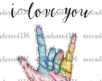 I Love You Sign Language Wall Art 8x10 Printable Image - Etsy