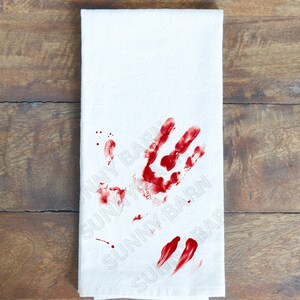 Bloody Handprints Tea Towel Kitchen Bathroom Flour Sack Horror ...