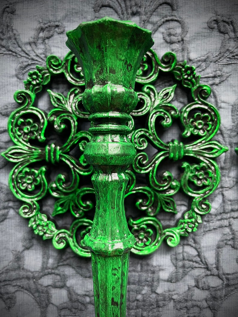Vintage Homco Syroco Candle Holders: Green Gothic Wall Sconce Pair - Etsy