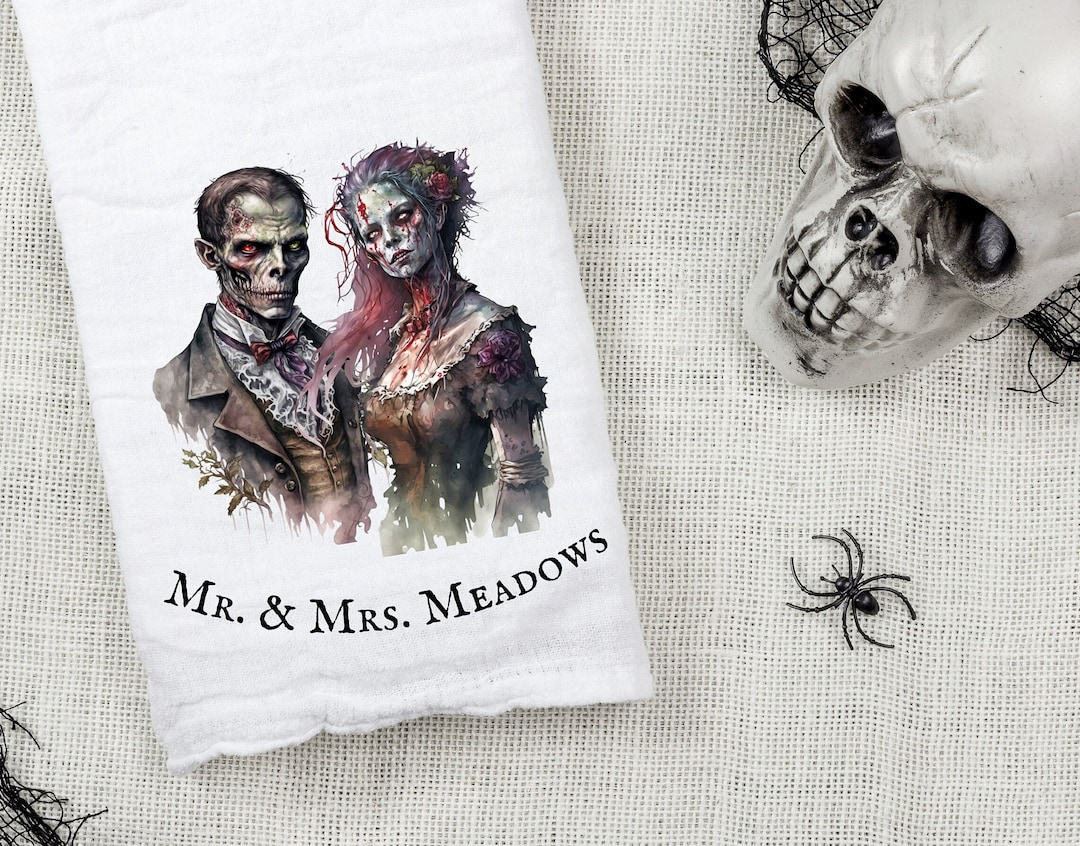 Personalized Zombie Couple Tea Towel: Horror Halloween Kitchen Decor - Etsy