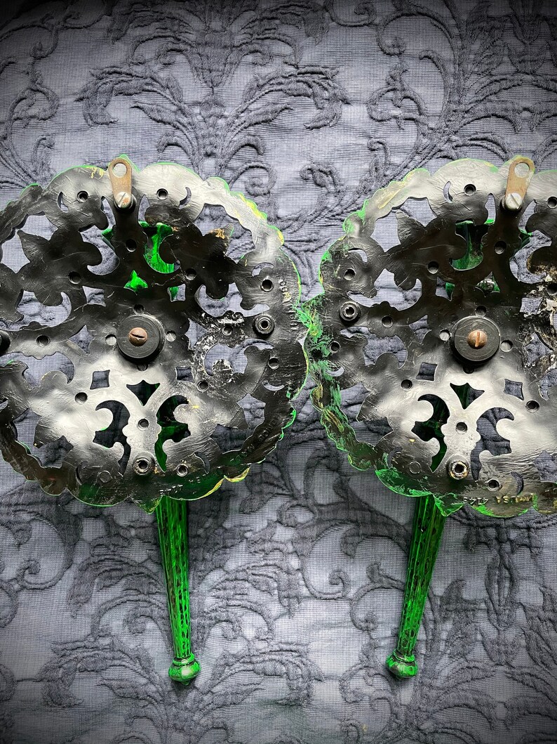 Vintage Homco Syroco Candle Holders: Green Gothic Wall Sconce Pair - Etsy