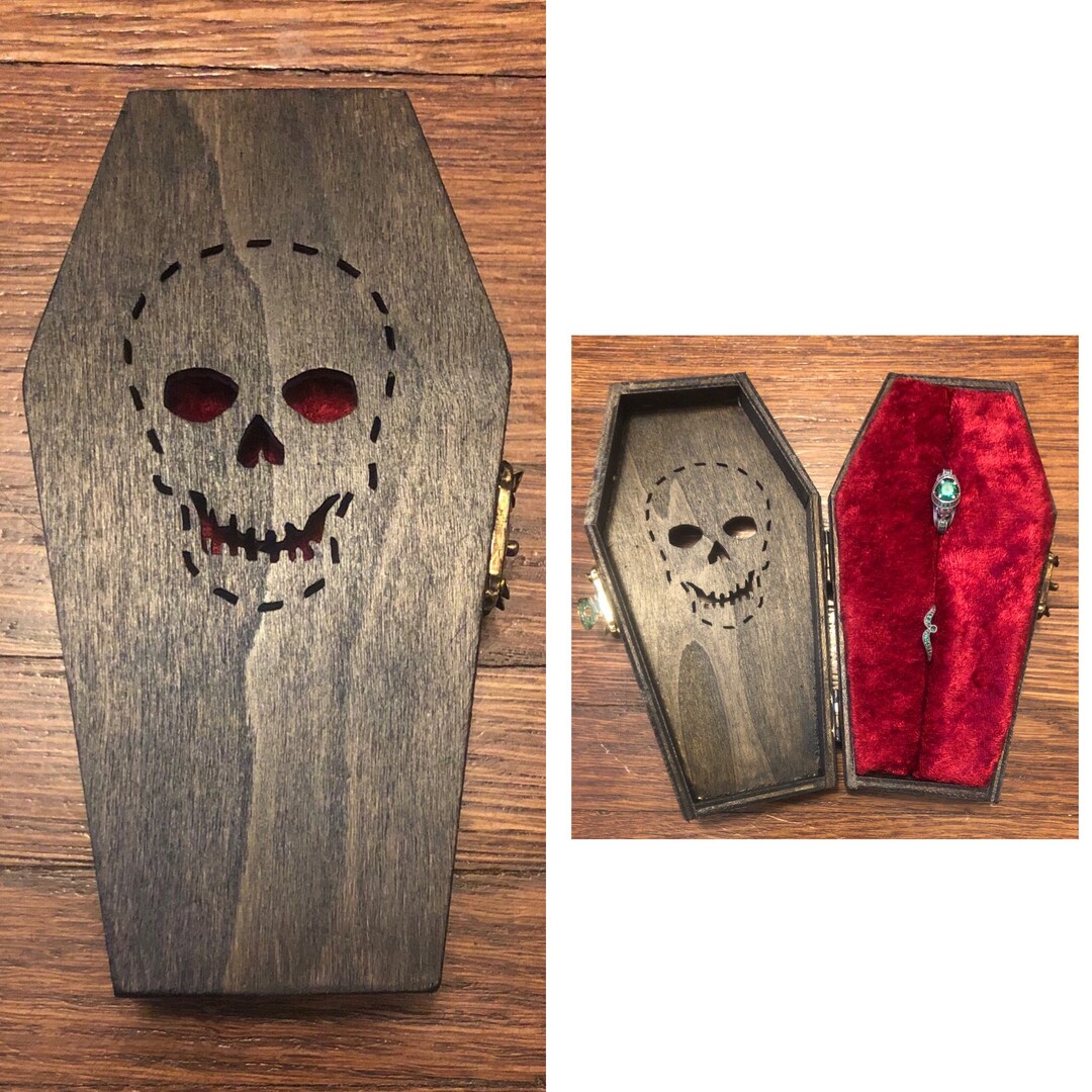 Vintage Inspired Coffin Ring Jewelry Box Victorian Gothic Skull Wedding ...