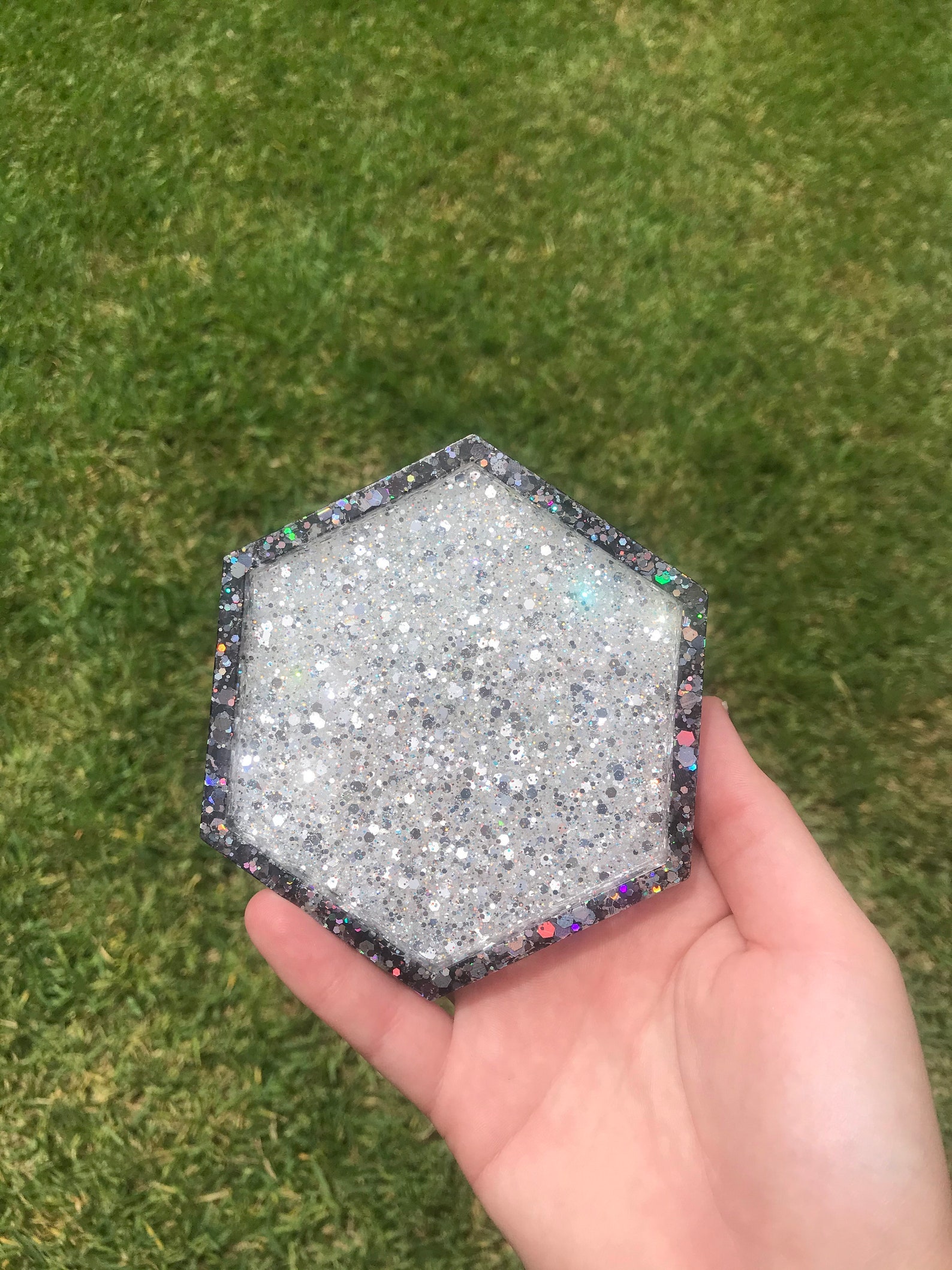 Handmade Resin Coaster Holographic Glitter Coaster Custom Made White ...