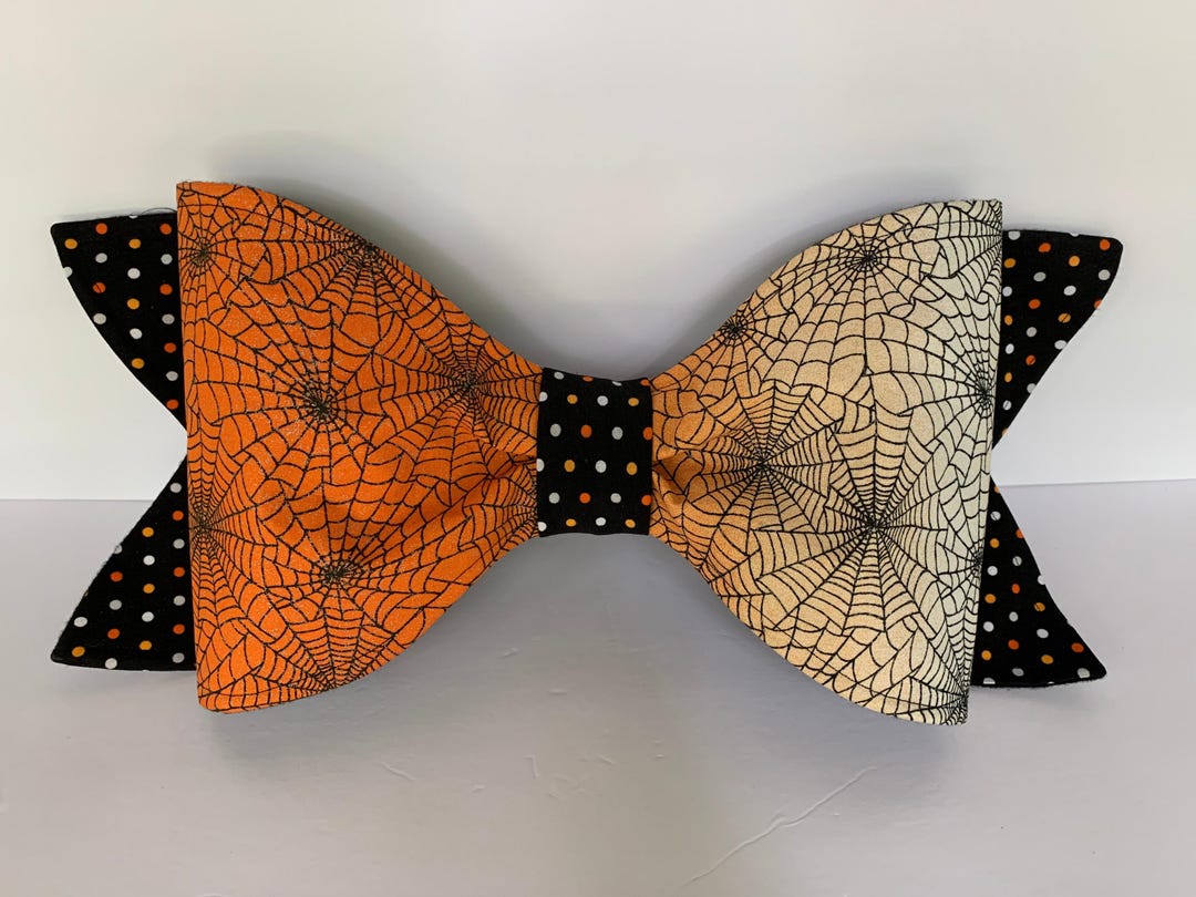 Jumbo Halloween Bow: Ombré Spider Webs & Polka Dot Fabric - Etsy