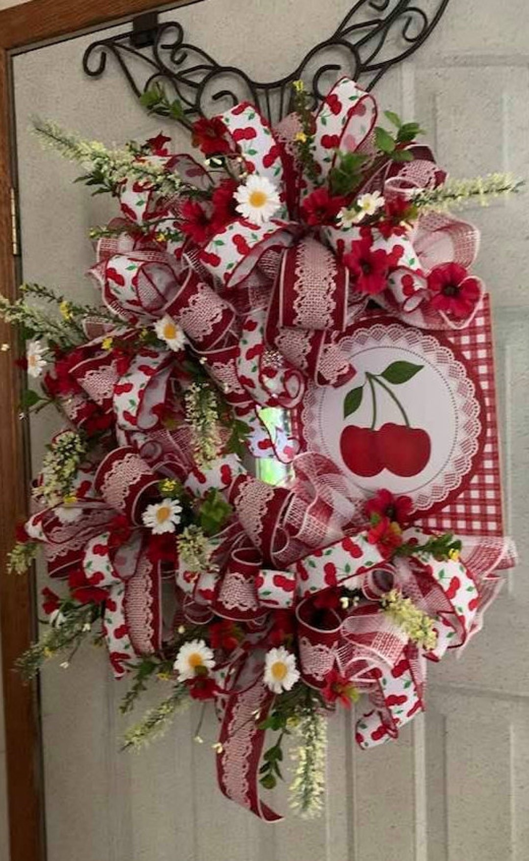 Cherry Wreath, Grapevine Wreath, Cherry Lace Wreath, Cherry Wall ...