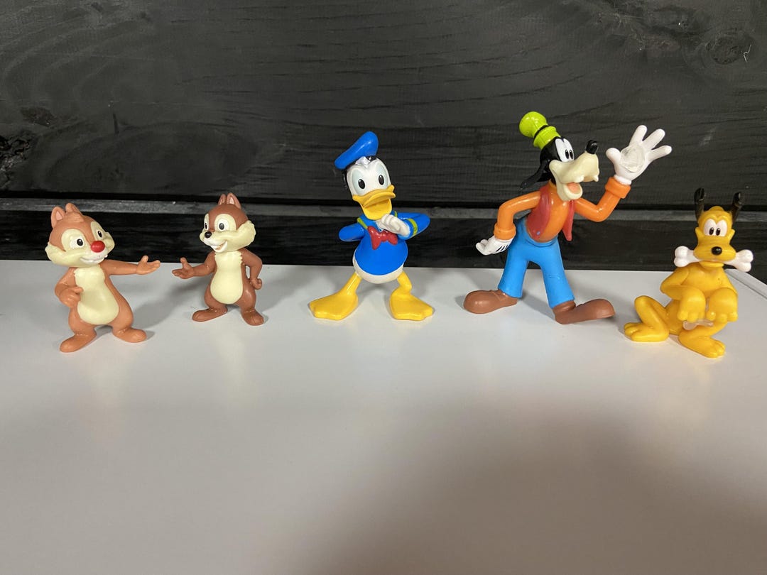 Goofy Donald Duck Pluto Chip N Dale Figurines W/ Small Cactus Planter ...
