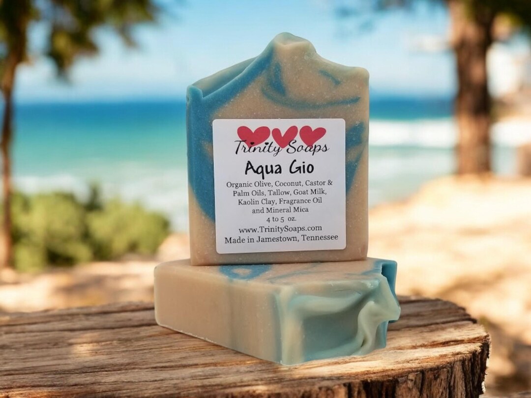 Mens Aqua Azul Goat Milk & Tallow Soap Bar, Homemade Organic Oils ...