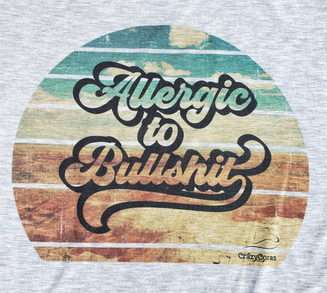 Allergic to Bullshit Tee or Apron, Gift for Dad, Vintage Sunset, Boho, Rodeo Crazy, Cowgirl ...