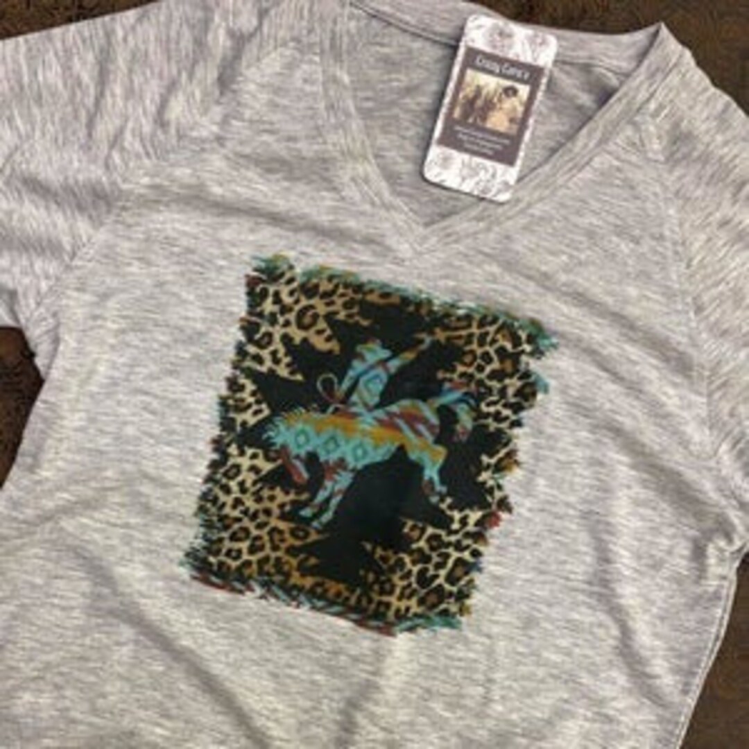 Aztec Saddle Bronc With Cheetah, Tee or Apron, Western T-shirt, Rodeo ...