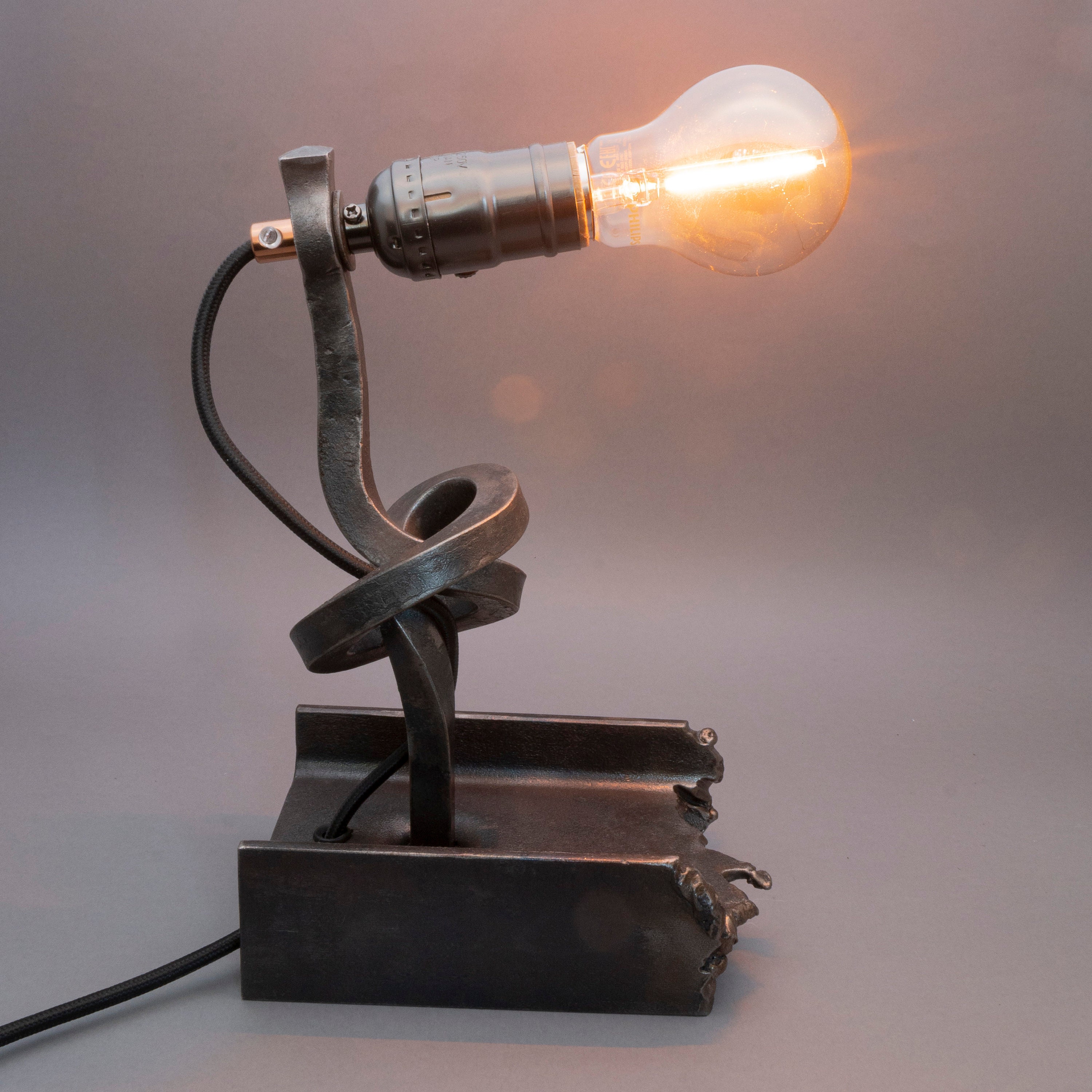 Unique Forged Steel Table Lamp, Knot 01 - Etsy
