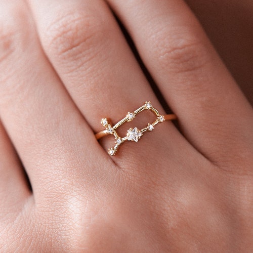 Gemini Sign Constellation Ring Celestial Jewelry Adjustable - Etsy