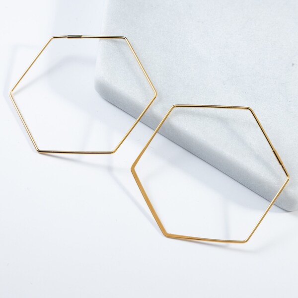 Hexagon Hoop - Etsy