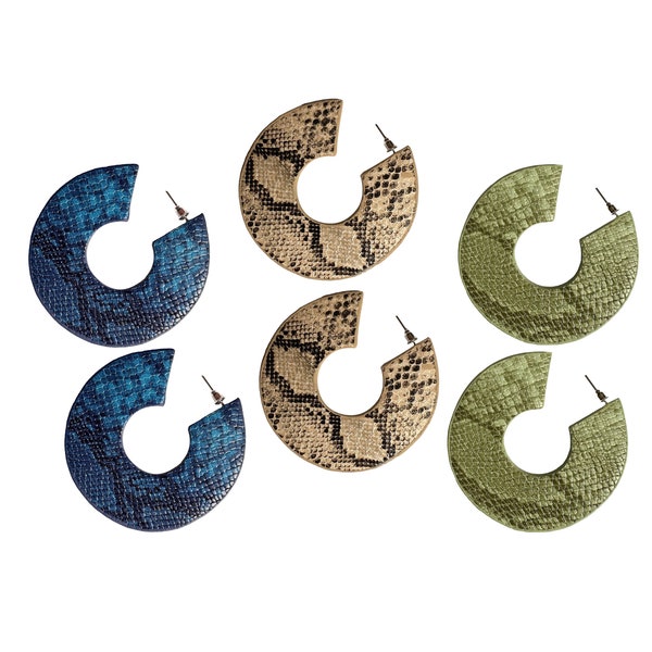 Snake Skin Leather Earrings - Etsy