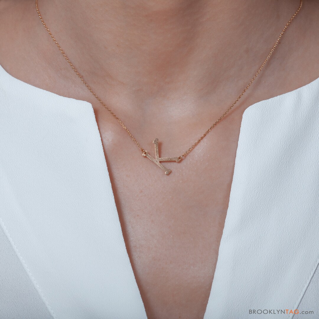 Initial Necklace, Letter K Necklace, Personalized Necklace With K ...