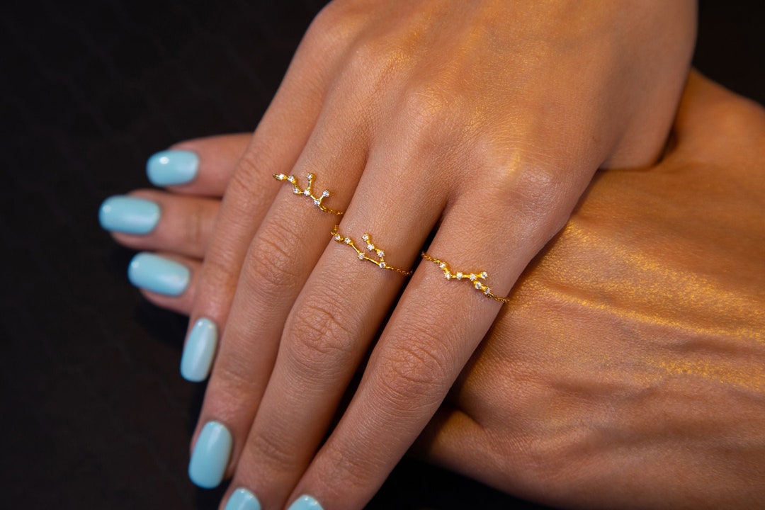 Gemini Sign Constellation Ring Celestial Jewelry Adjustable - Etsy