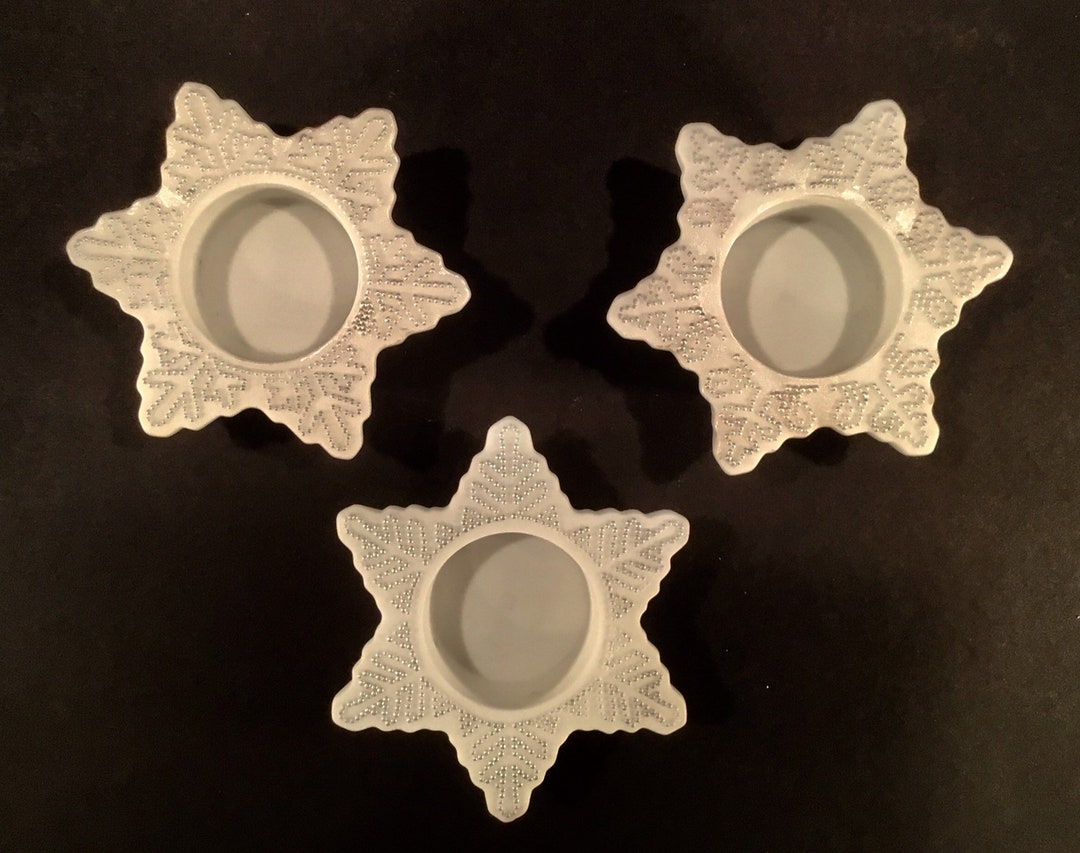 Vintage Three Partylite SNOW DRIFTERS SNOWFLAKE Tea Light Candle ...
