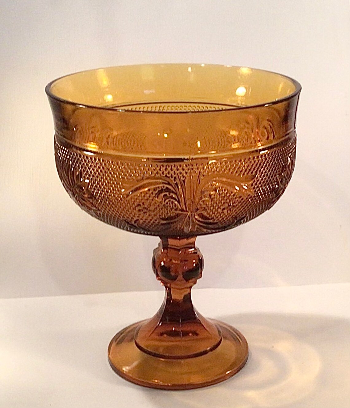 Vintage Large Beautiful Amber TIARA SANDWICH GLASS Compote - Etsy