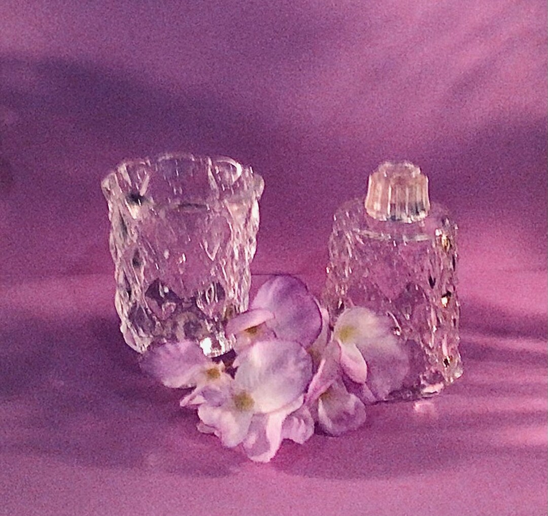 Retired PARTYLITE Quilted Crystal Pair of Candle Holder Votive Peglites ...