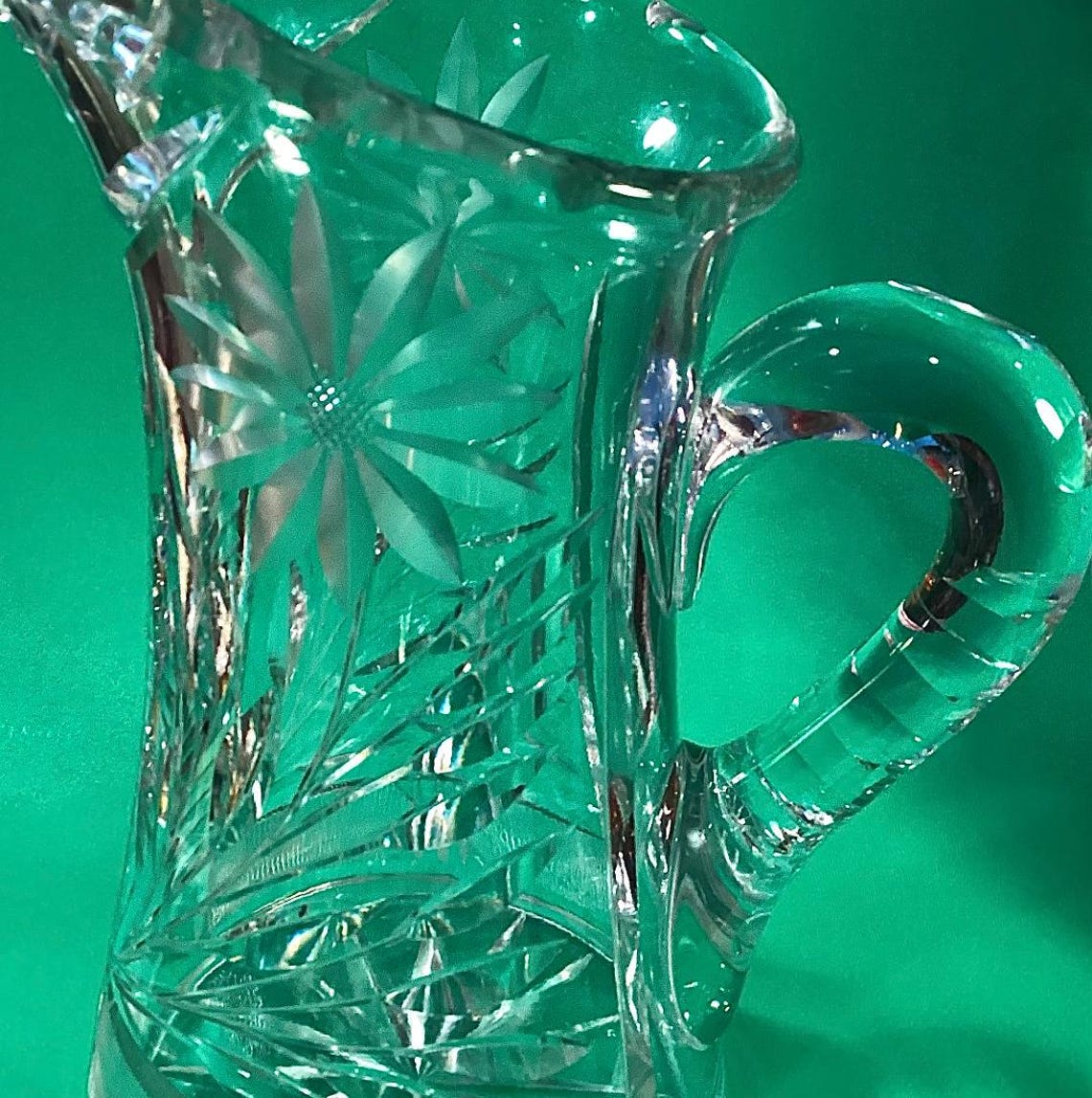 RARE Vintage Heavy Crystal Cut Glass Pitcher - Collectible - Etsy