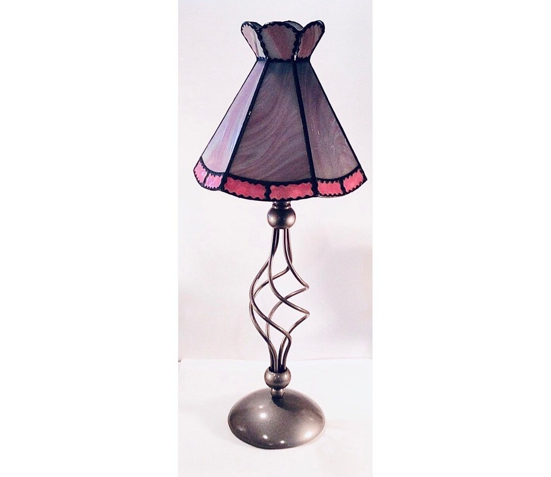 Reduced STAINED GLASS Tiffany-style Shade With Partylite Grand PARAGON ...