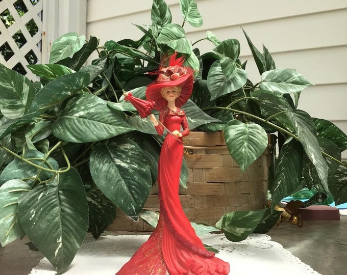 THOMAS KINKADE Hamilton Collection Companion of Caring Passion for Red Collection Lady Figurine ...