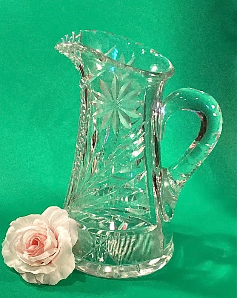 RARE Vintage Heavy Crystal Cut Glass Pitcher - Collectible - Etsy
