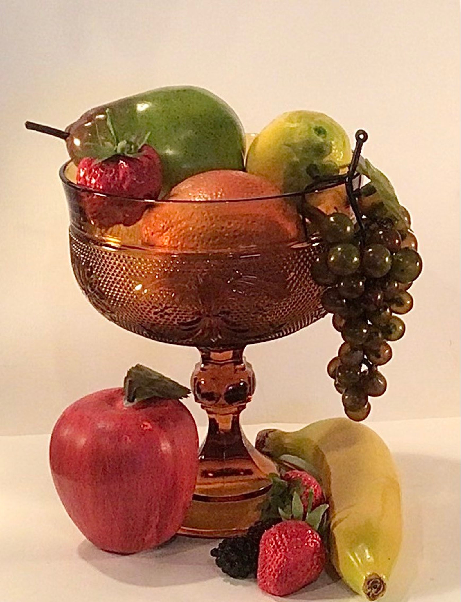 Vintage Large Beautiful Amber TIARA SANDWICH GLASS Compote - Etsy