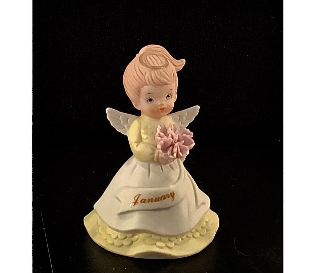 Vintage Collectible LEFTON JANUARY Birthday Month Angel Girl Porcelain ...