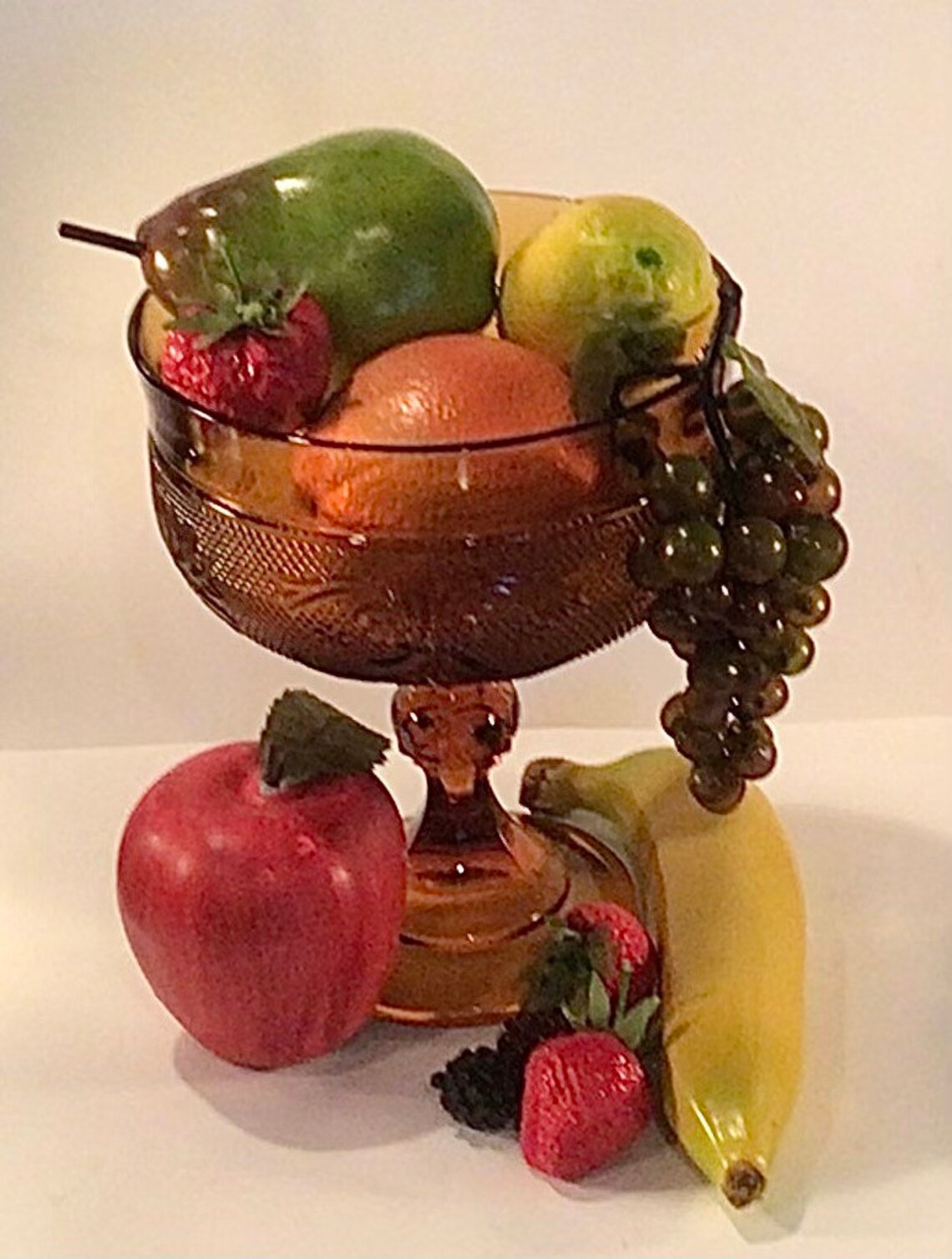 Vintage Large Beautiful Amber TIARA SANDWICH GLASS Compote - Etsy