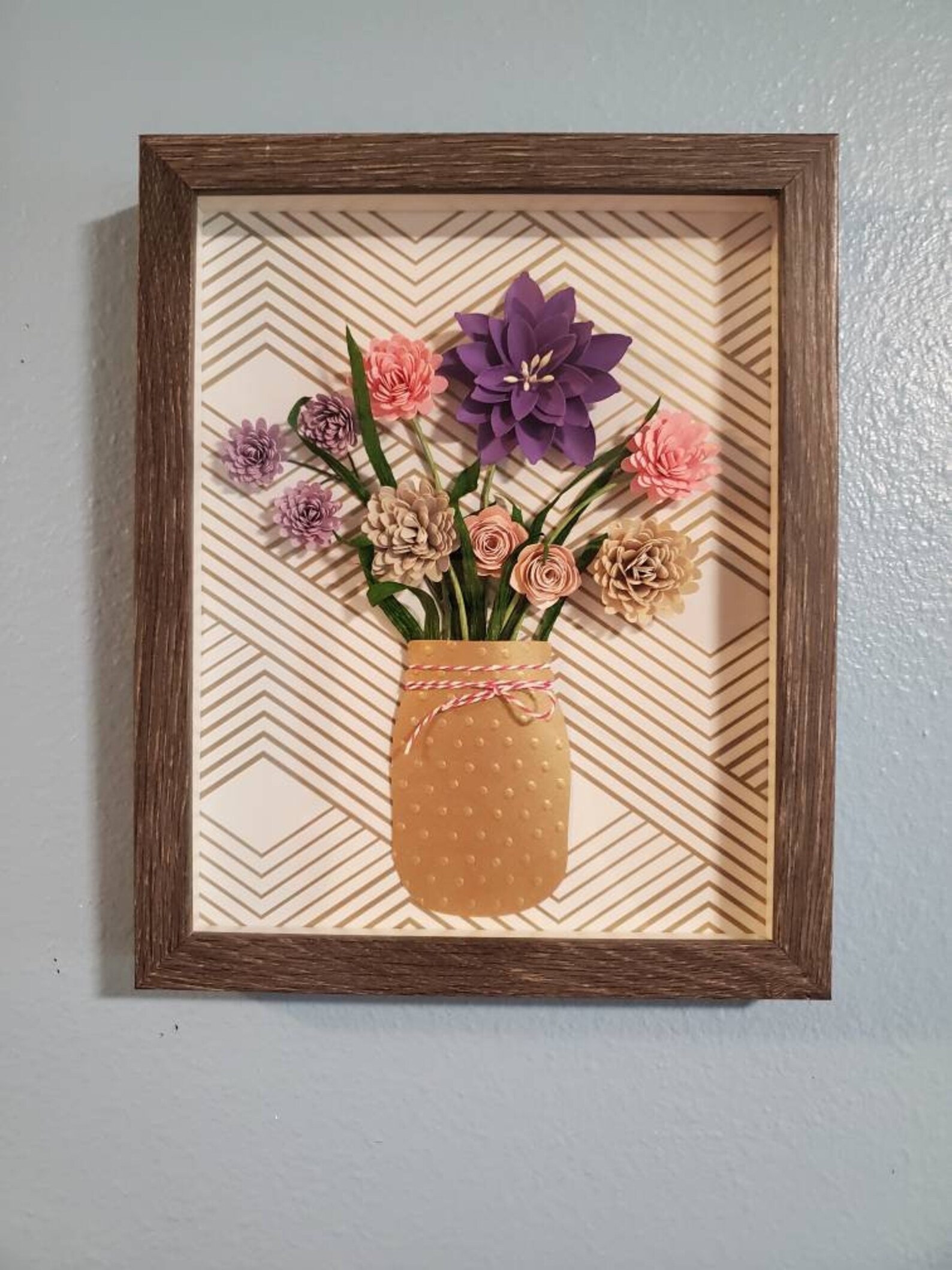 Shadowbox Mason Jar Frame Paper Flowers Frame Bouquet - Etsy