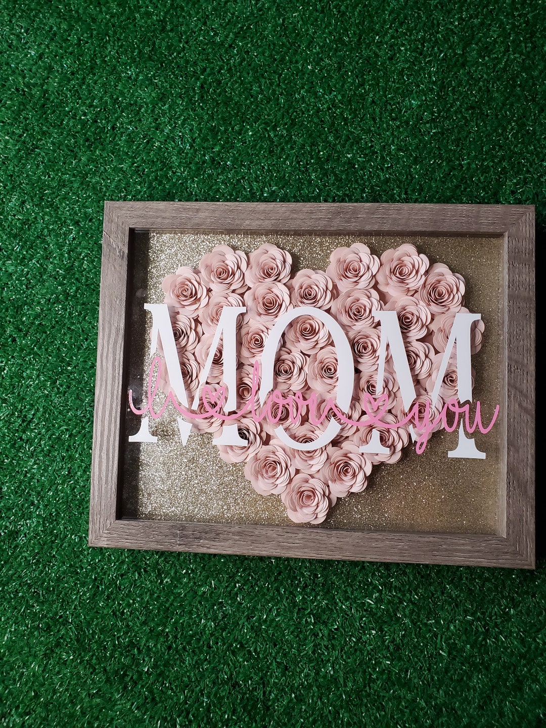 Mom Shadow Box, I Love You Mom, Mother's Day Gift, Heart Shadow Box ...