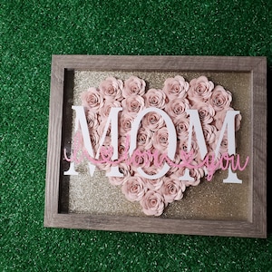 Mom Shadow Box, I Love You Mom, Mother's Day Gift, Heart Shadow Box ...