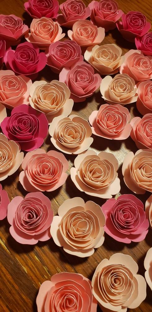 Small Paper Flowers Mini Paper Roses Paper Flowers Pink - Etsy