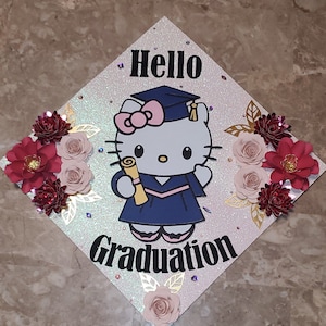 Hello Graduation, Kitty Graduation Cap Topper, Graduation Topper, Grad ...