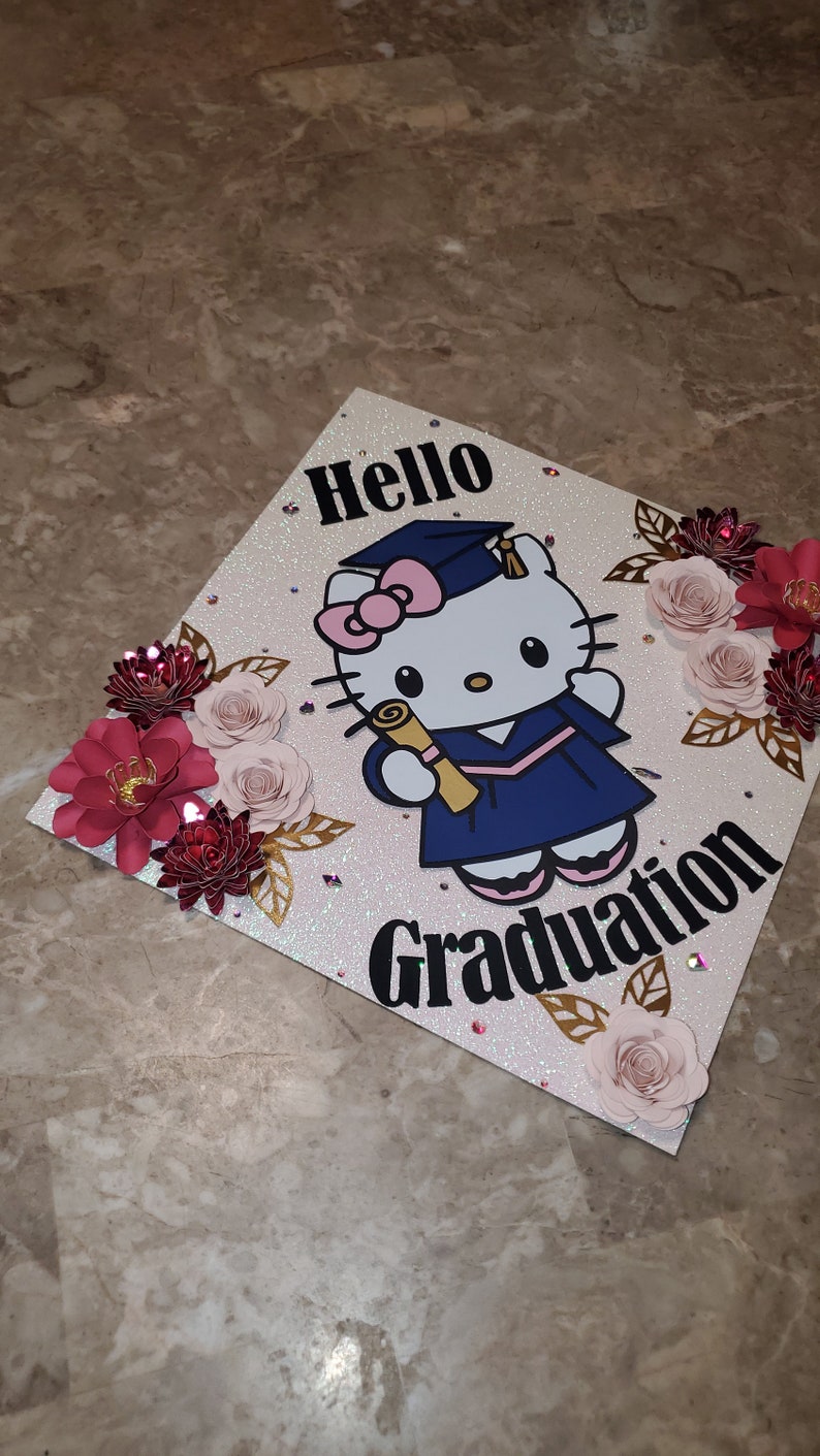 Hello Graduation, Kitty Graduation Cap Topper, Graduation Topper, Grad ...