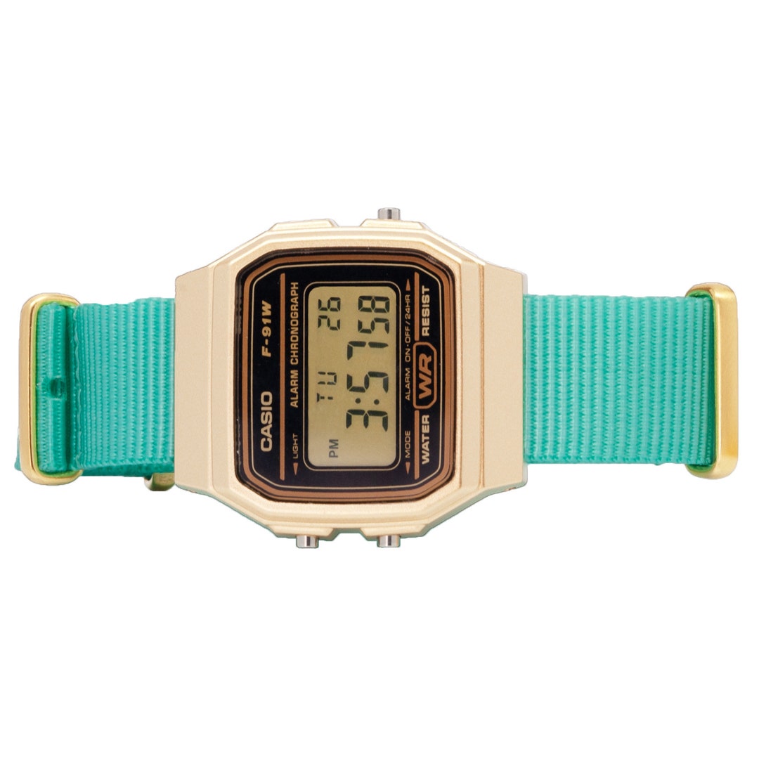 Custom Gold Casio Watch on Teal Strap - Etsy