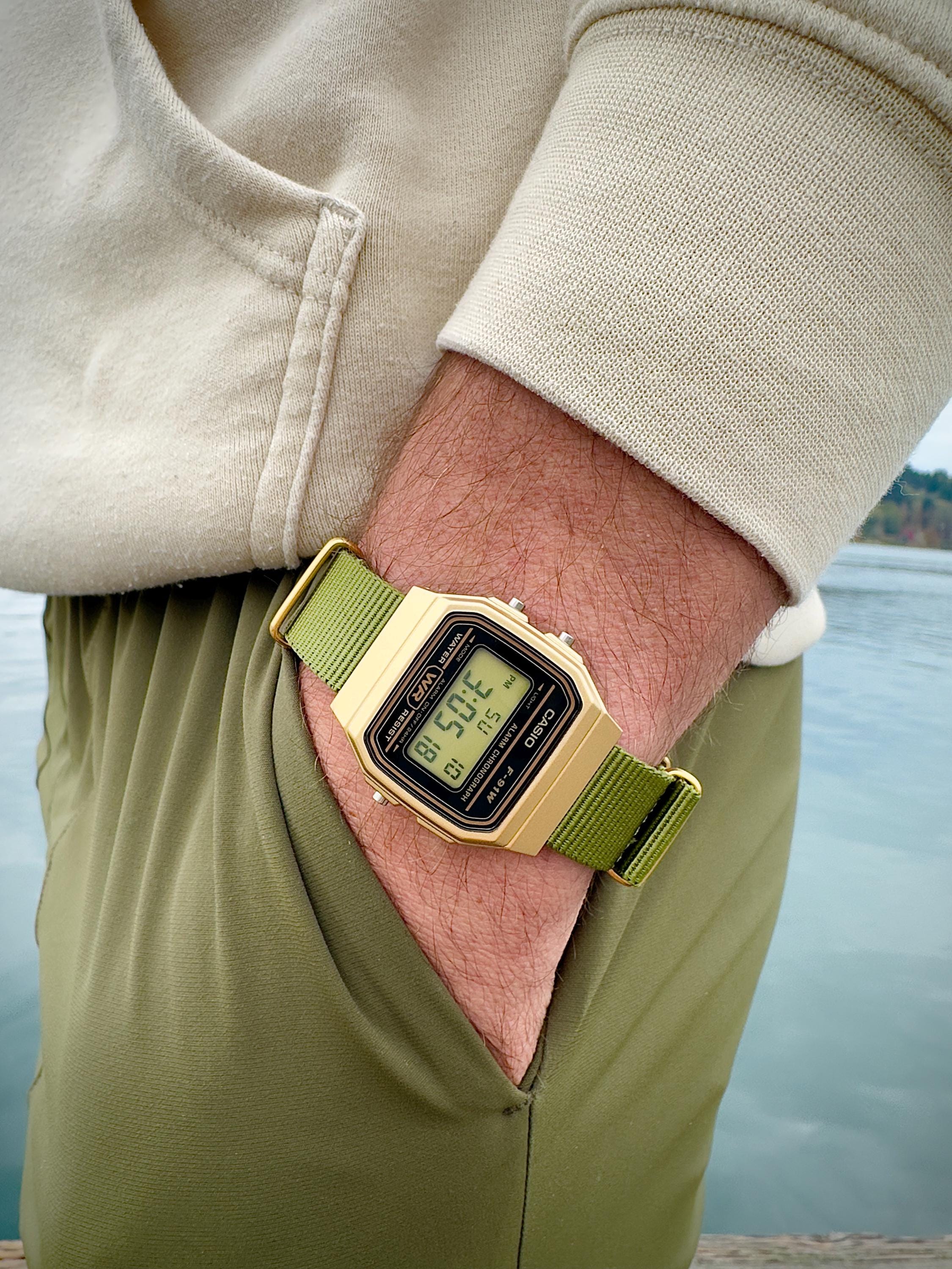 Hand-crafted Gold Casio With Moss Green Strap - Etsy