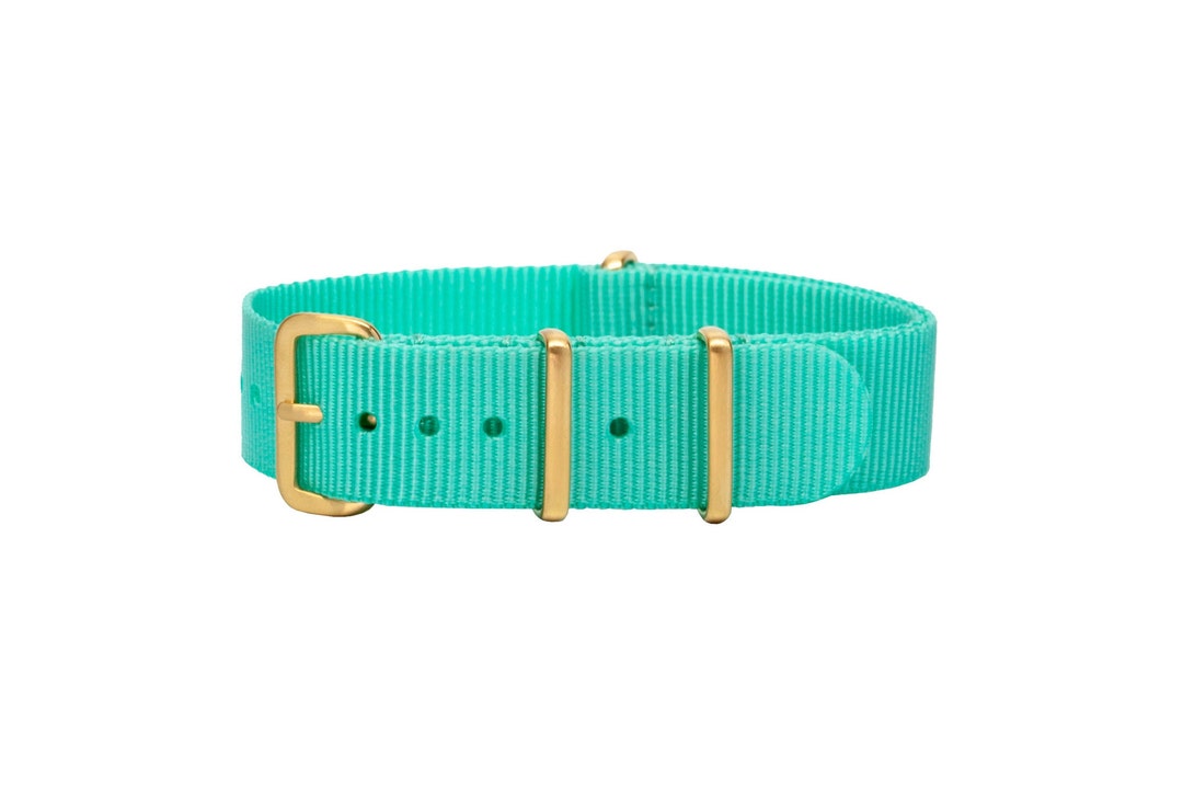 Teal Watch Strap With Gold Brushed Hardware (18mm) - Etsy